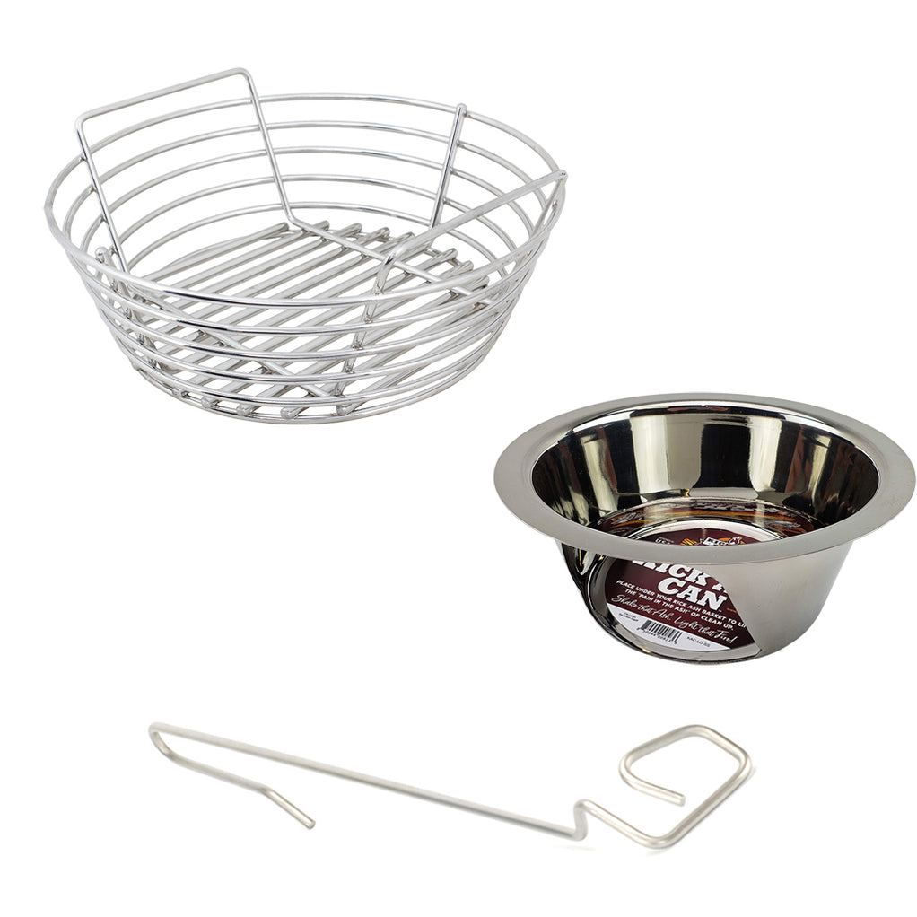 Kick Ash Basket & Can for Joe Junior Kamado Joe, Free Lump Rake ...